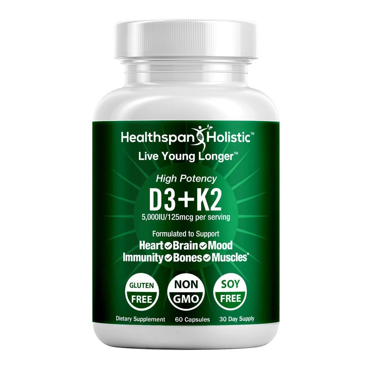 High Potency Vitamin D3 + K2 Supplement for Bone | Healthspan Holistic